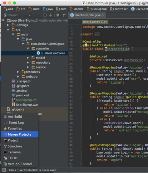 In Container Java Development Intellij
