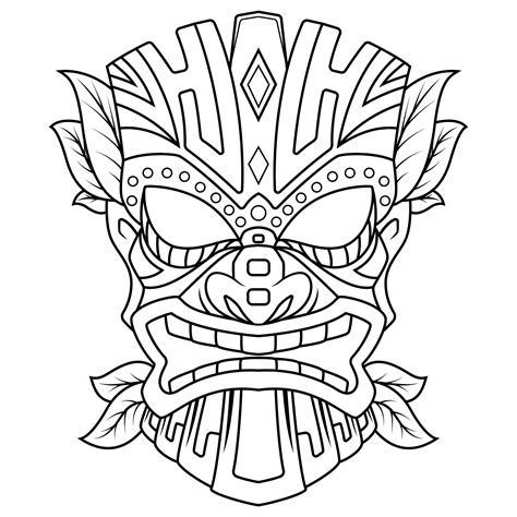 Tiki Mask Template Printable Sketch Coloring Page