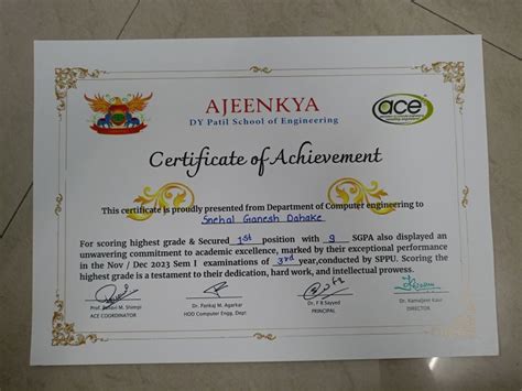 Snehal Dahake On Linkedin Achievementunlocked Firstposition Sppu Sgpa9 Hardworkpaysoff