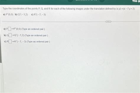 Solved Type The Coordinates Of The Points Pq ﻿and R ﻿for
