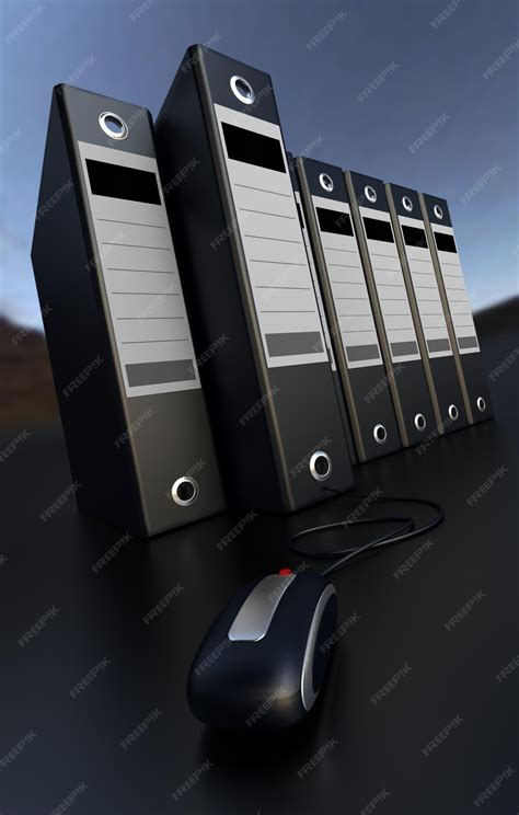 premium photo group of black ring binders and a computer mouse