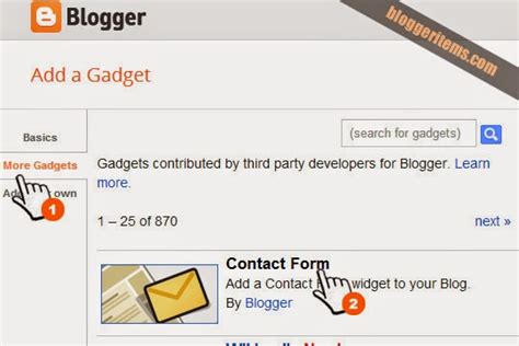 official widget of contact form for blogger blogspot