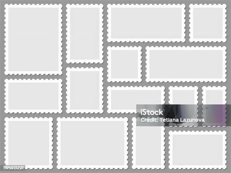 엽서 스탬프 프레임입니다 빈 우표 빈 우표 및 사각형 마크 프레임 테두리 벡터 세트 깨끗한 우편 사무실 스티커 컬렉션입니다 카피스페이스가 있는 다양한 직사각형 메일 스탬프