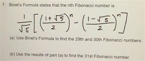 7 Binets Formula States That The Nth Fibonacci N Gauthmath