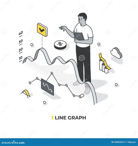 Line Graph Isometric Scene Stock Vector Illustration Of Growth 244534217