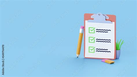 Checklist Render 3d Paper Clipboard Task Check List Icon And Office