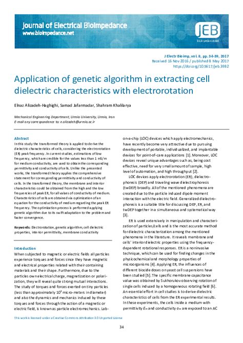 Pdf Application Of Genetic Algorithm In Extracting Cell Dielectric Characteristics With