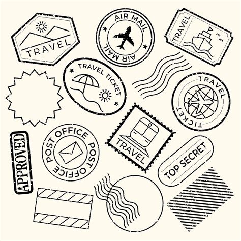 Vintage Travel Stamps And Travel Themed Free Vector Rawpixel