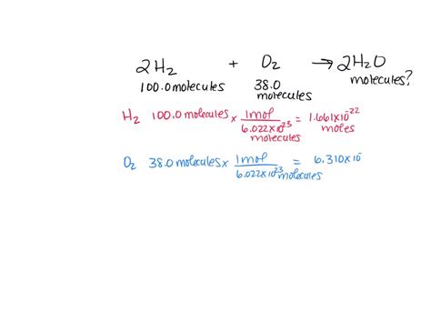 Solved If 100 0 Molecules Of H2 And 38 0 Molecules Of O2 React How Many Molecules Of H2o Can
