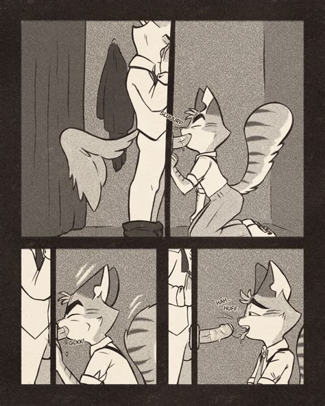 Rule 34 Anthro Black And White Bodily Fluids Comic Deep Throat Domestic Cat Drooling Duo Felid