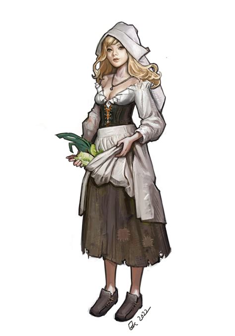 Medieval Peasant Girl Drawing