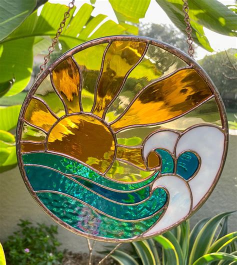 Sun Wave Stained Glass Pattern Pdf Png  Digital File Stained Glass