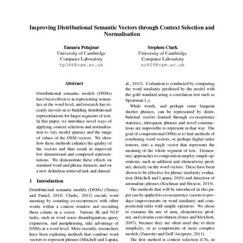 Improving Distributional Semantic Vectors Through Context Selection And
