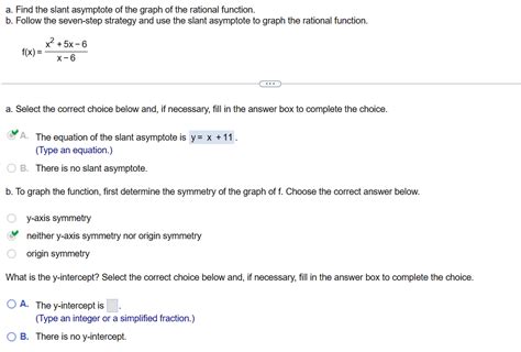 Solved A Find The Slant Asymptote Of The Graph Of The