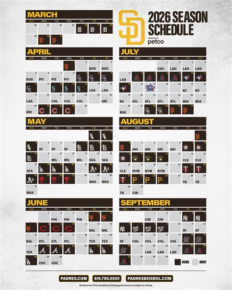 Padres Printable Schedule San Diego Padres