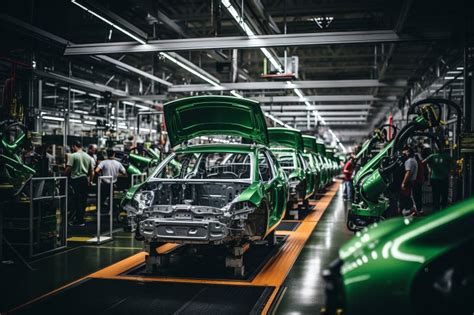 Automated Robot Arm Assembly Line Manufacturing High Tech Green Energy