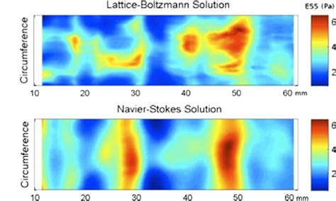 Comparison Of Ess Patterns Computed Using Lattice Boltzmann Top And Download Scientific