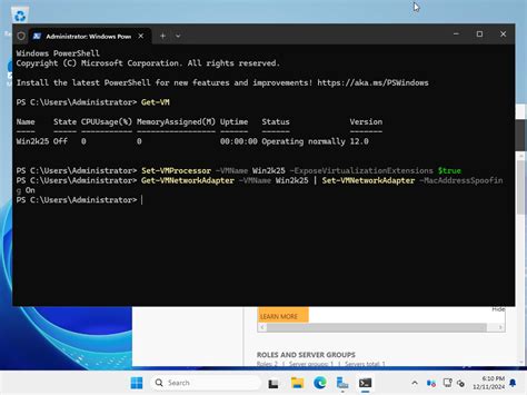 windows server 2025 hyper v nested virtualization server world