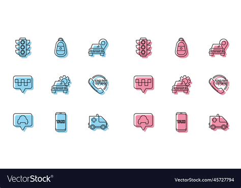 set line map pointer with taxi taxi call vector image