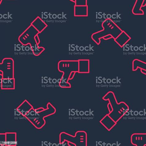 빨간색 선 스캐너 스캔 바코드 아이콘은 검은색 배경에 이음매 없는 패턴을 분리했습니다 바코드 라벨 스티커 막대로 배달을 위한 신분증 벡터 가격에 대한 스톡 벡터 아트 및