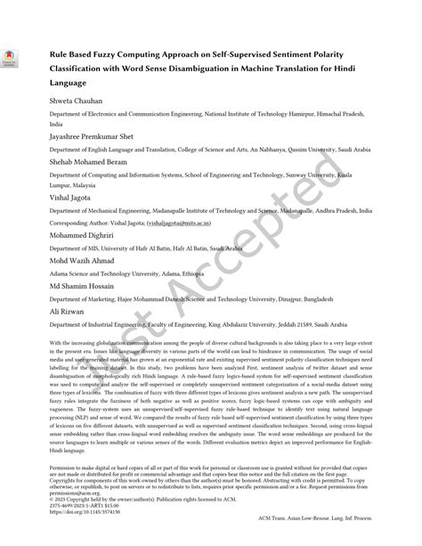 Pdf Rule Based Fuzzy Computing Approach On Self Supervised Sentiment