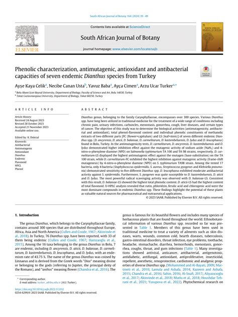 Pdf Phenolic Characterization Antimutagenic Antioxidant And Antibacterial Capacities Of
