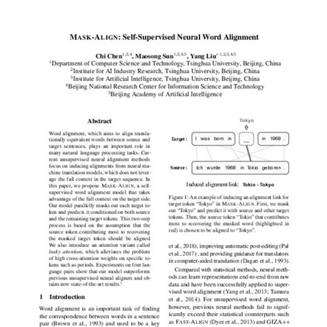 Mask Align Self Supervised Neural Word Alignment Acl Anthology