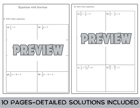 Fractional Equations Worksheet Tes Solving Equations With Fractions
