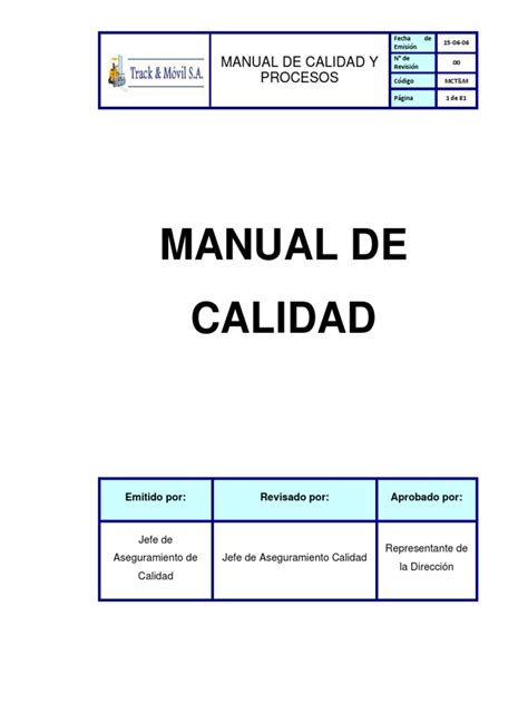 Manual De Control De Calidad Pdf Calidad Comercial Gestión De