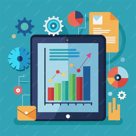 Detailed Vector Illustration Of An Electronic Tablet Displaying Business Performance Metrics