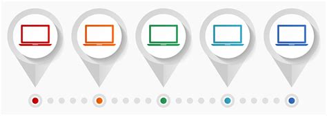 노트북 노트북 개념 벡터 아이콘 편집하기 쉬운 인포 그래픽 템플릿 웹 디자인 및 모바일 응용 프로그램을위한 다채로운 평면 디자인 포인터 세트 It 지원에 대한 스톡 벡터