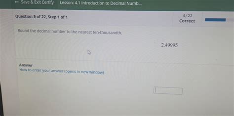 solved save and exit certify lesson 4 1 introduction to decimal numb