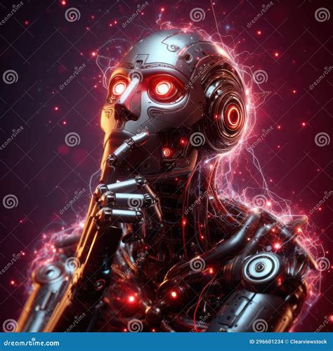 Evil AI Humanoid Robot Thinking And Plotting Stock Illustration Illustration Of Scifi