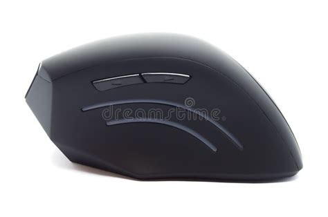 Ergonomic Black Mouse Side View On White Background Stock Image Image Of Modern Clicking