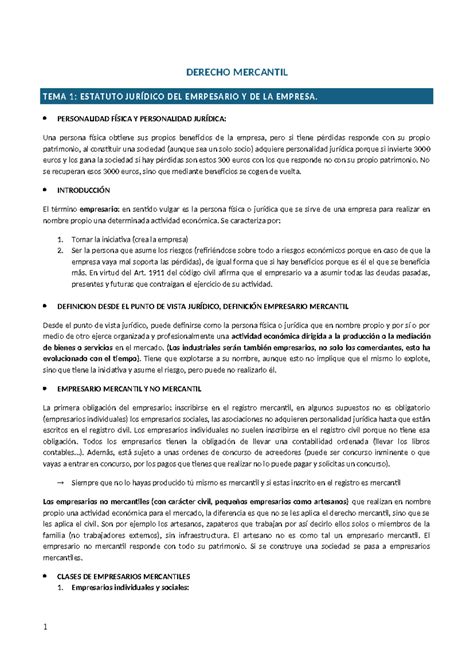 Derecho Mercantíl Qwdwdw2edw Derecho Mercantil Tema 1 Estatuto
