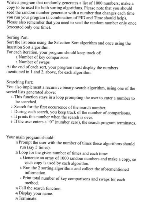 Solved Write A Program That Randomly Generates A List Of
