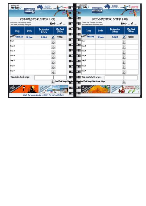 Pedometer Step Log Printable Pdf Download