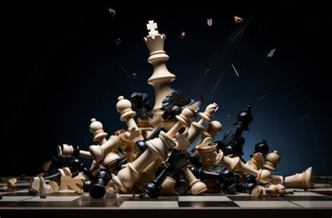 Assortment Of Chess Pieces With Dramatic Scenery Ai Generated Image
