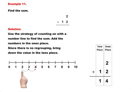 math example arithmetic two digit sums to 20 no regrouping example