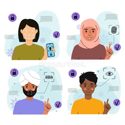 Diverse People Using Biometric Security Stock Vector Illustration Of People Management 326838008
