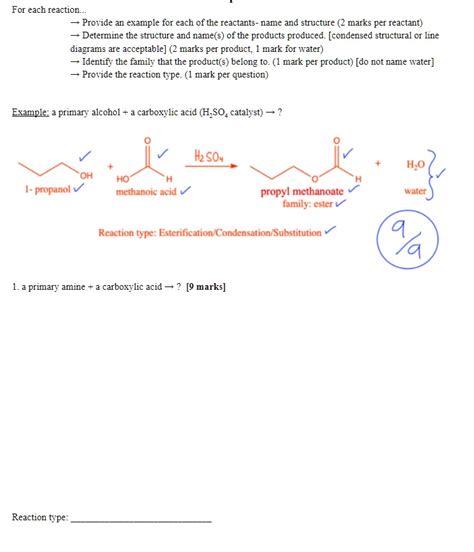 SOLVED For Each Reaction Provide An Example For Each Of The Reactants Name And Structure 2