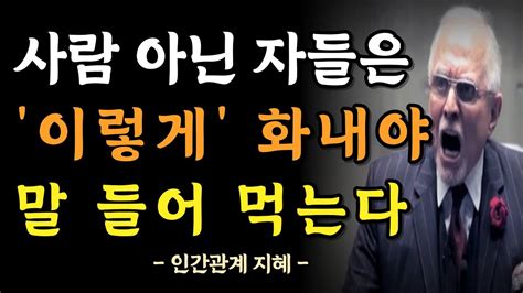 화를 낼 때 제대로 내야하는 이유 인간 같지도 않은 사람은 이렇게 혼내라 화를 다스리는 지혜 명언 조언 오디오북 철학 인간관계 Youtube