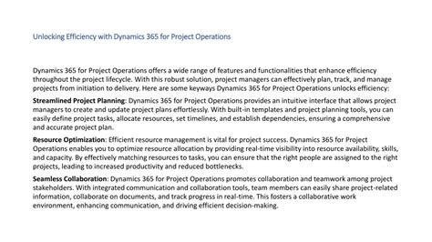 Ppt Unlocking Efficiency And Collaboration With Dynamics 365 For