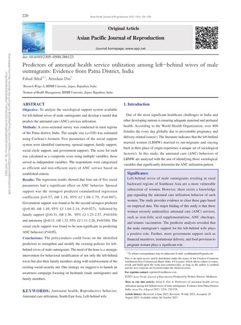 Pdf Predictors Of Antenatal Health Service Utilization Among Left