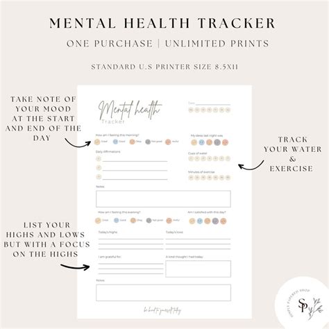 Mental Health Tracker Mental Health Template Adolescent And Adult