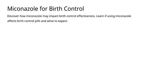Miconazole For Birth Control Medsis