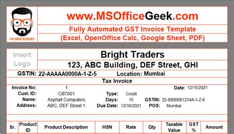 Ready To Use Gst Compliant Inventory Template Msofficegeek