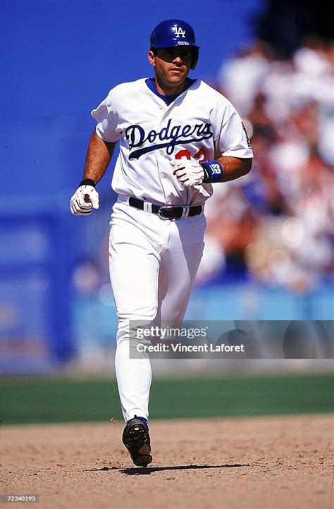Eric Karros Of The Los Angeles Dodgers Runs To A Base During The Game