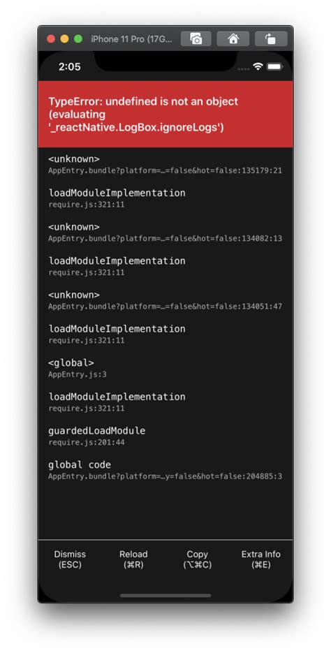 logbox isn t available and app crashes · issue 367 · infinitered