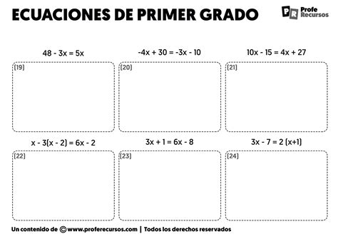 Ecuaciones De Primer Grado Ejercicios Resueltos